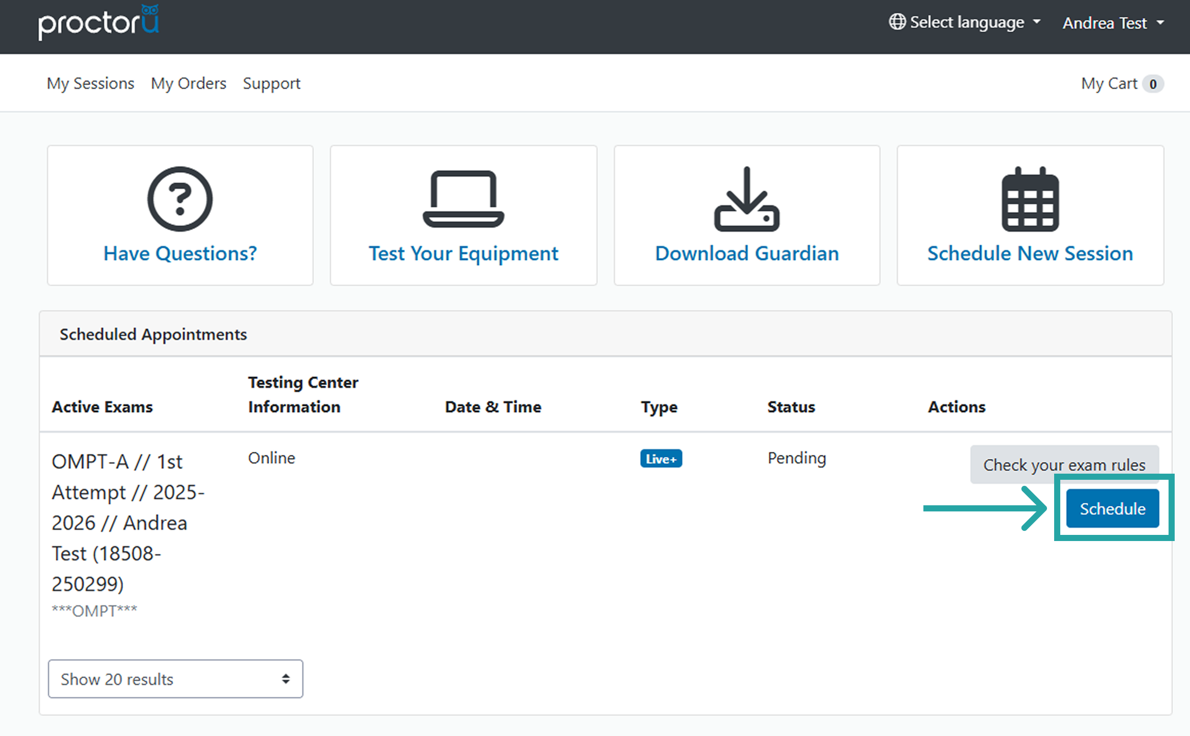 How to schedule a test – OMPT Knowledge base