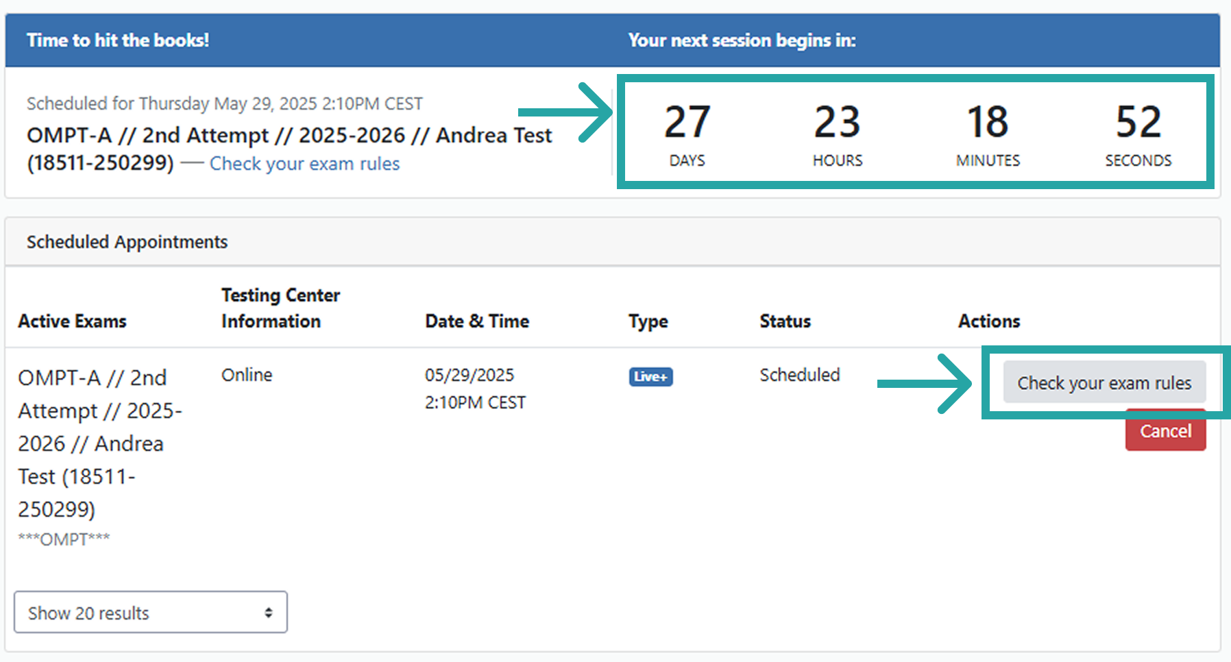 How to schedule a test – OMPT Knowledge base
